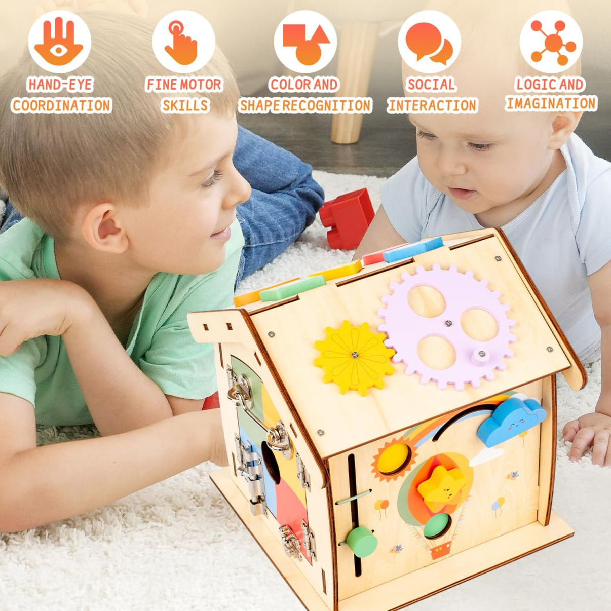 Montessori Wooden Busy House